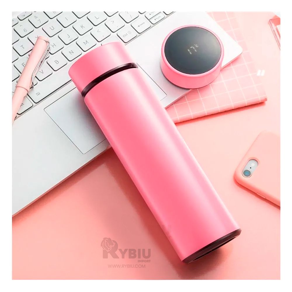 Termo Moderno para Uso Diario 500ml Rosado Y+Papel de Regalo - Promart
