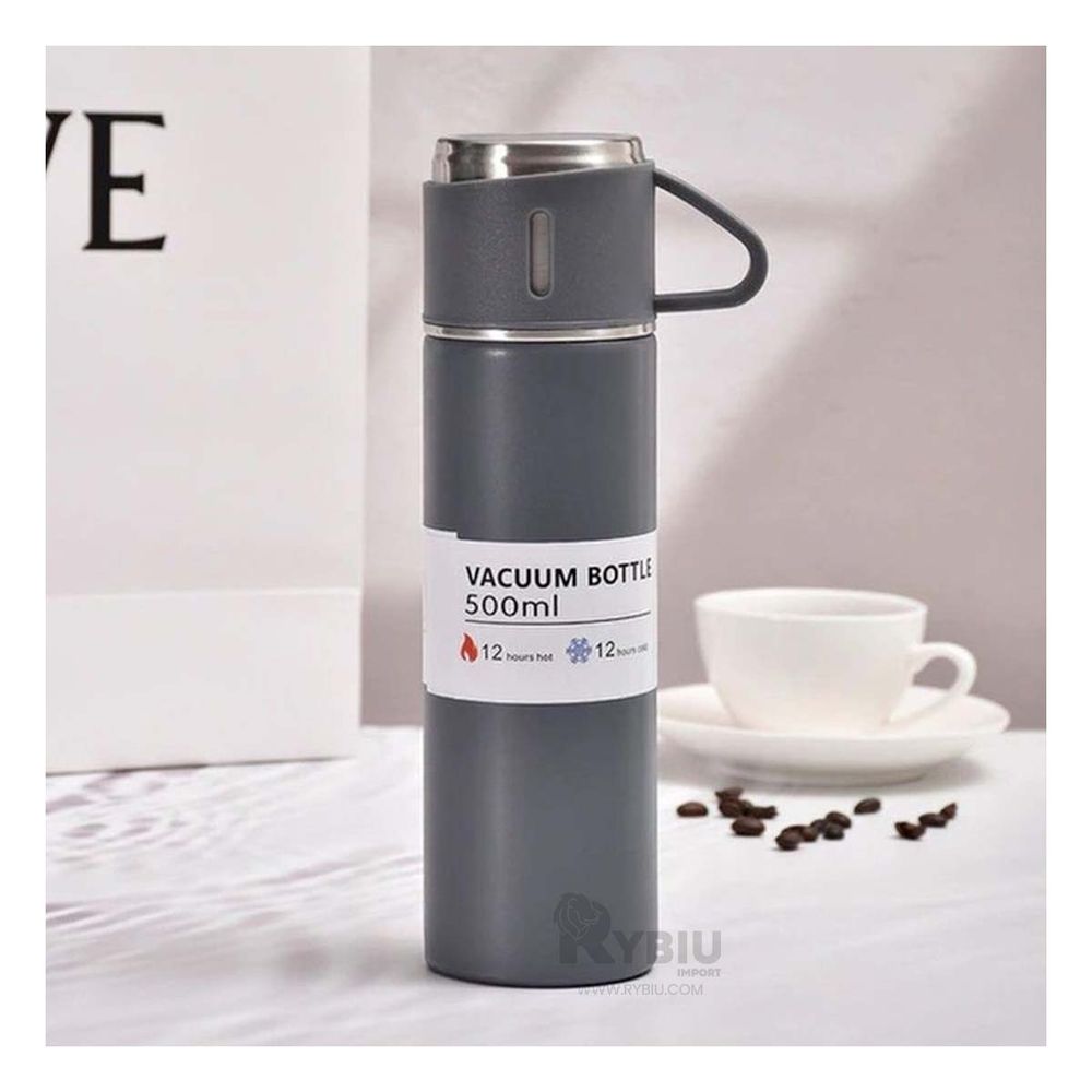 Termo Practico con Tazas en Coloracion Plomo Y+Stickers - Promart