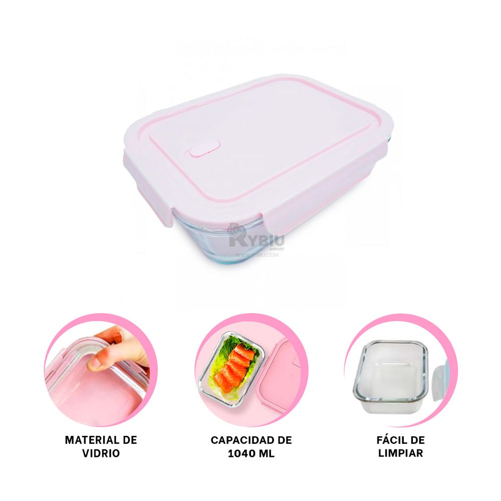 Taper Resistente de Vidrio de 1040ml con Tapa de Rosado - Promart