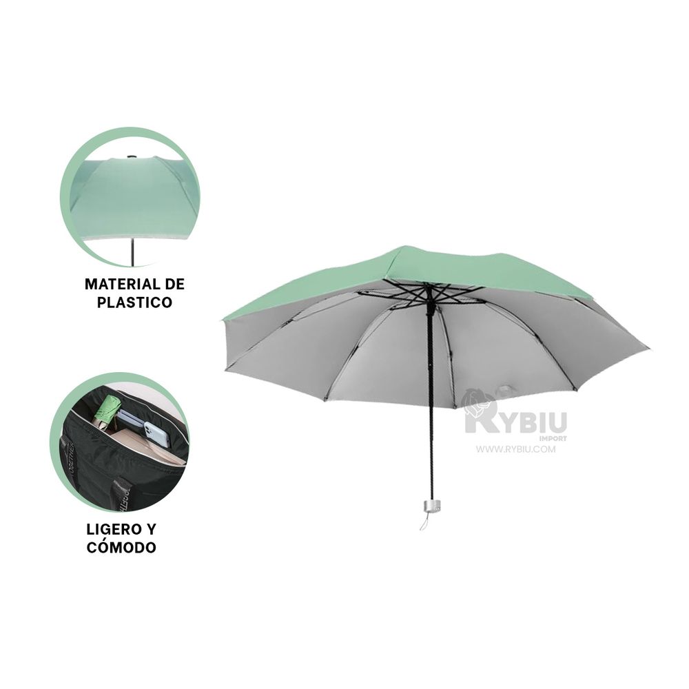 Sombrilla con Proteccion UV en Verde Agua Y+Regalo Stickers - Promart