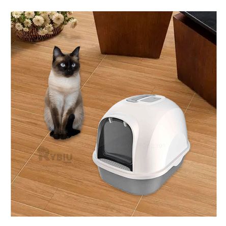 Arenero Cerrado para Gato de Color Plomo Y+Papel de Regalo - Promart