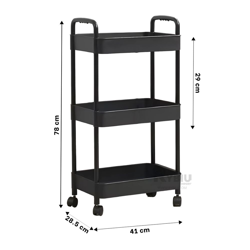 Estante de Cocina de 3 Niveles con Ruedas de Color Negro - Promart
