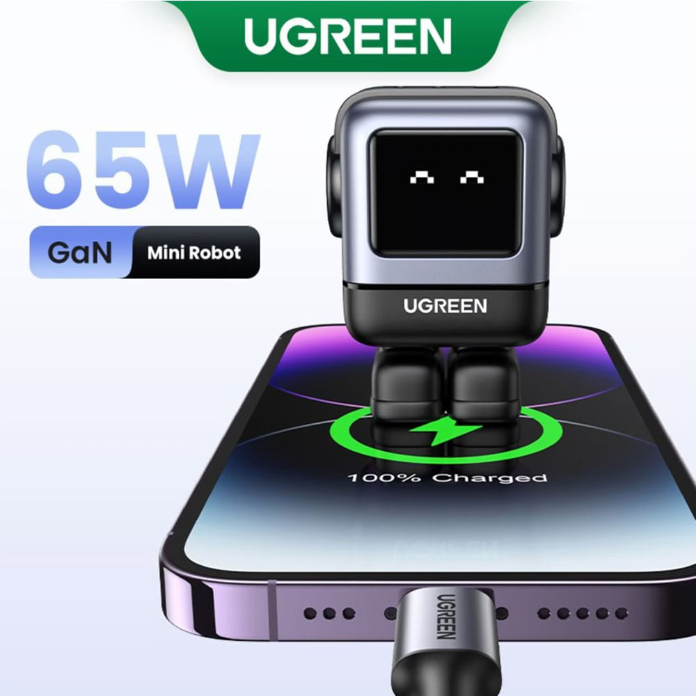 Cargador UGREEN Robot 65 Watts Tipo C Pantalla Led Carga Rapida NEXODE - Promart