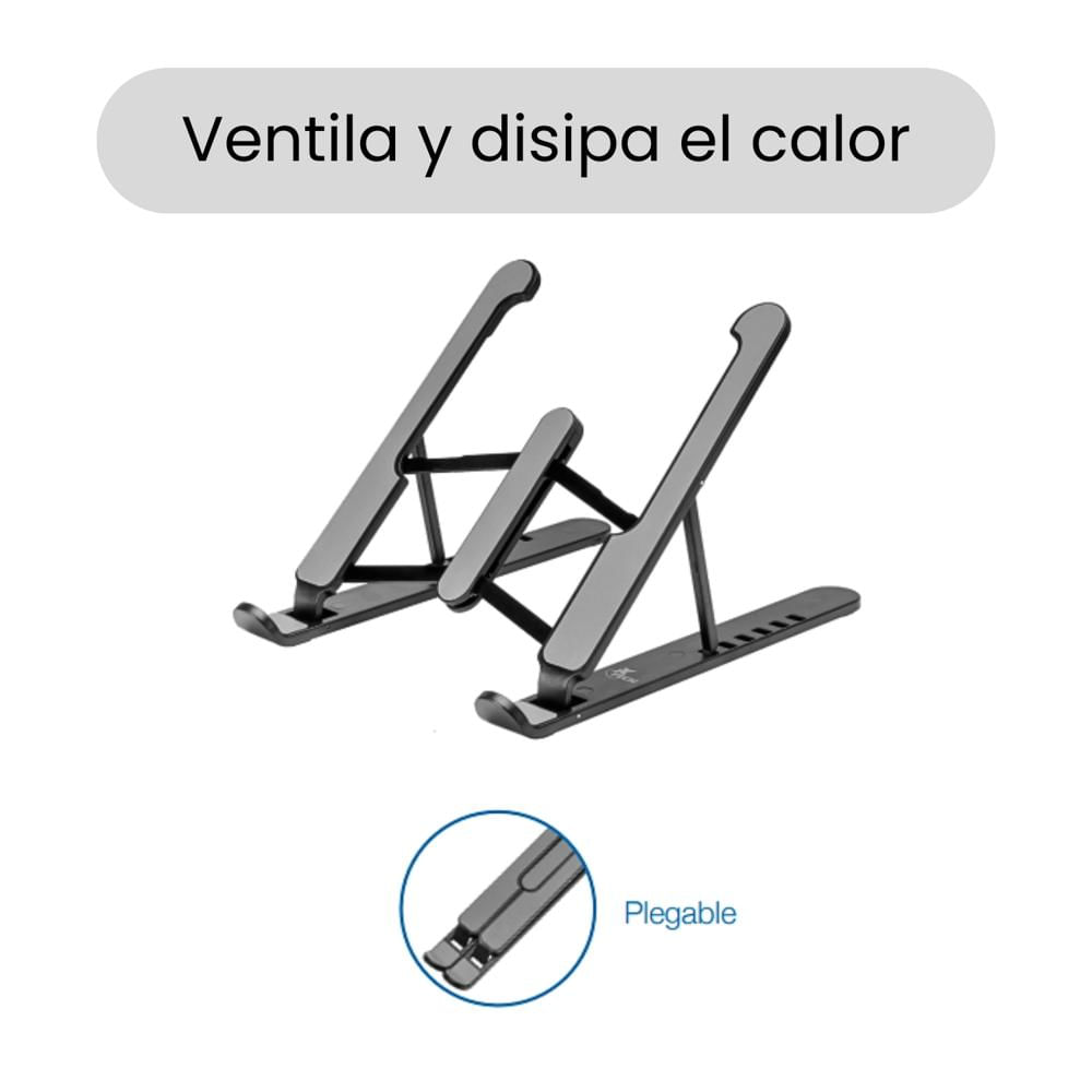 Soporte Plegable para Laptop XTech XTA130 6 Niveles de Inclinación y para Portátiles de 11 a 17 ...