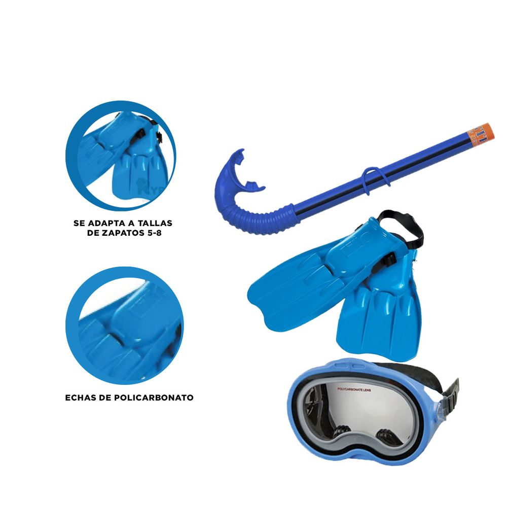 Set Acuaticos y Modernos para Bucear Color Azul - Promart