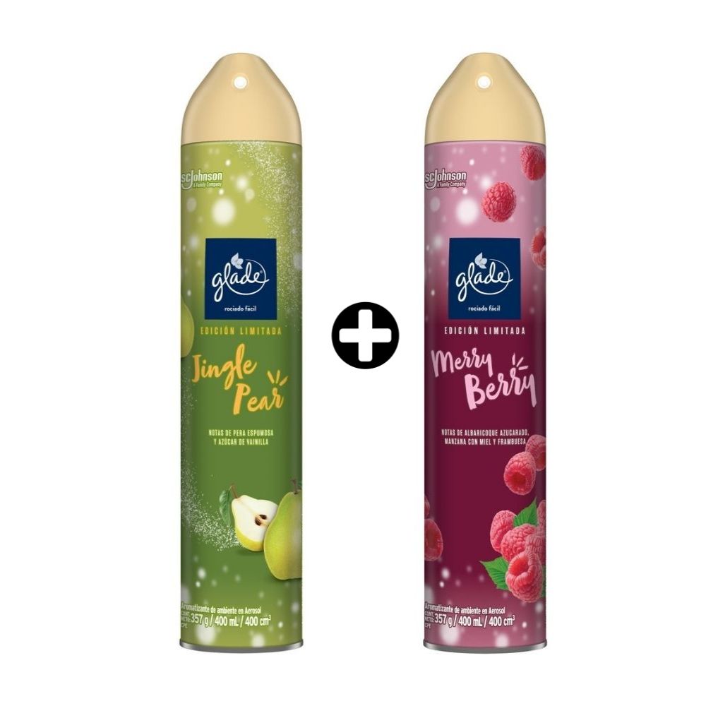 COMBO Ambientador Aerosol Glade Jingle Pear 400ml + Ambientador Aerosol ...