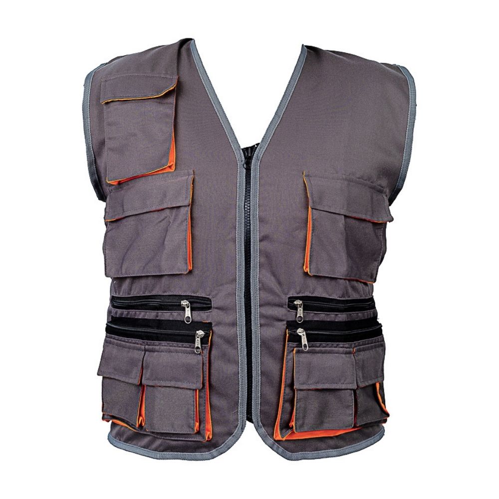 Chaleco de Trabajo Drill Werken Multibolsillo Gris Talla L - Promart