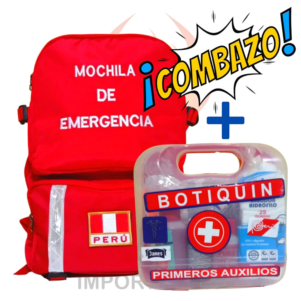 Mochila De Emergencia Tela Nylon + Botiquín Portátil - Promart