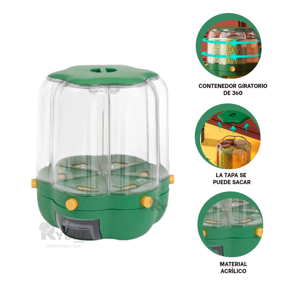 Dispensador Forma de Flor para Granos 9kg Verde Y+Stickers - Promart