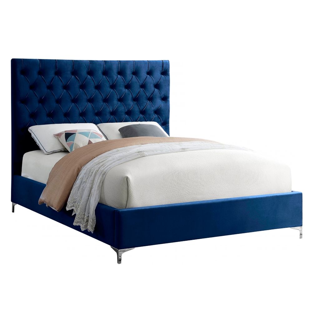 Cama Tapizada Capitoné LeMueble Abba Azul 2 plazas - Promart