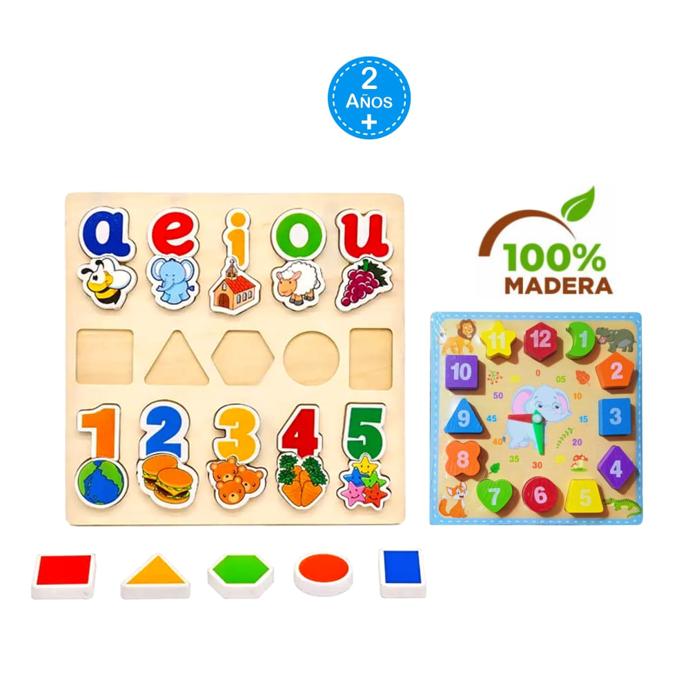 Pack Educativo - Aprende Vocales Números Formas y la Hora - Promart