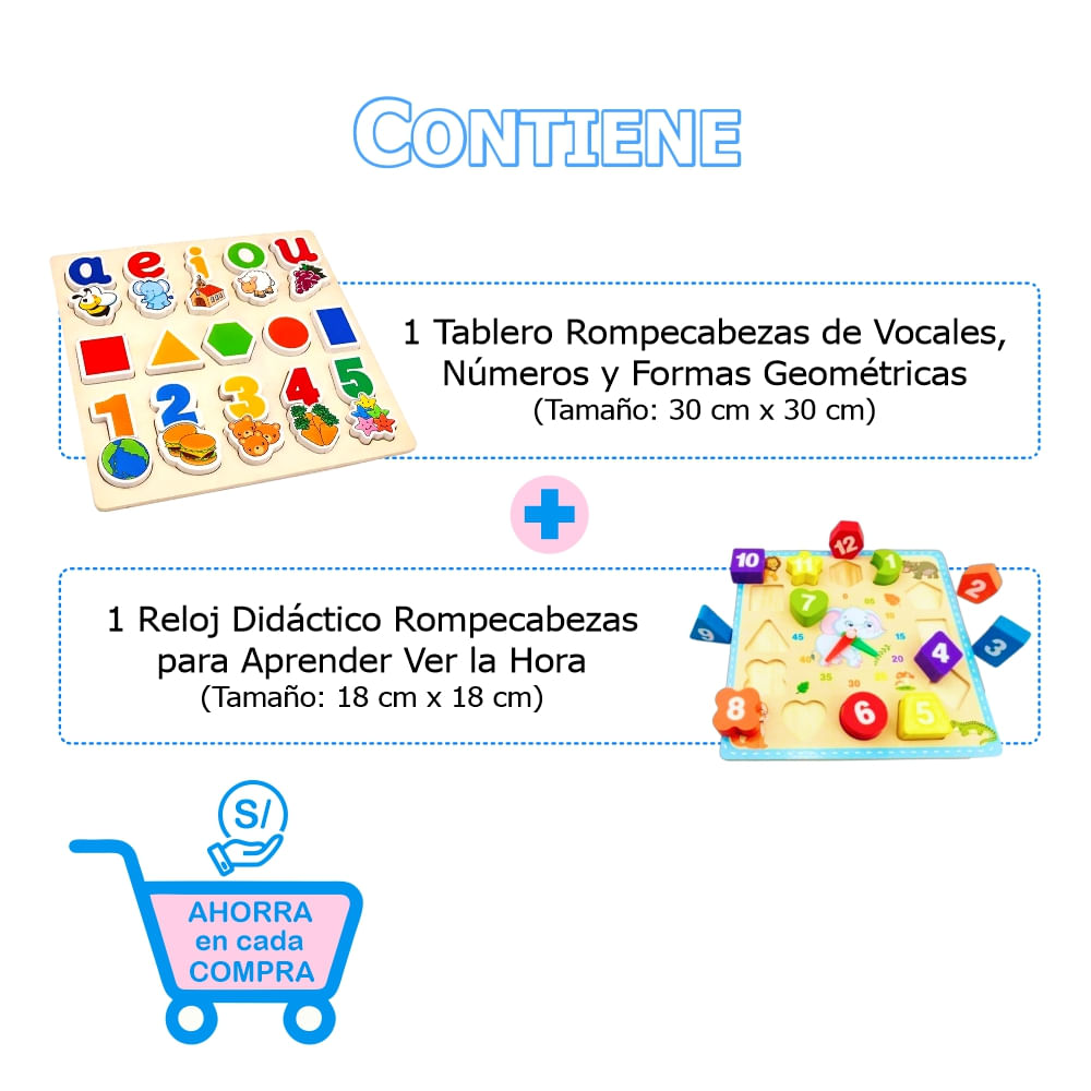 Pack Educativo - Aprende Vocales Números Formas y la Hora | Promart.pe ...