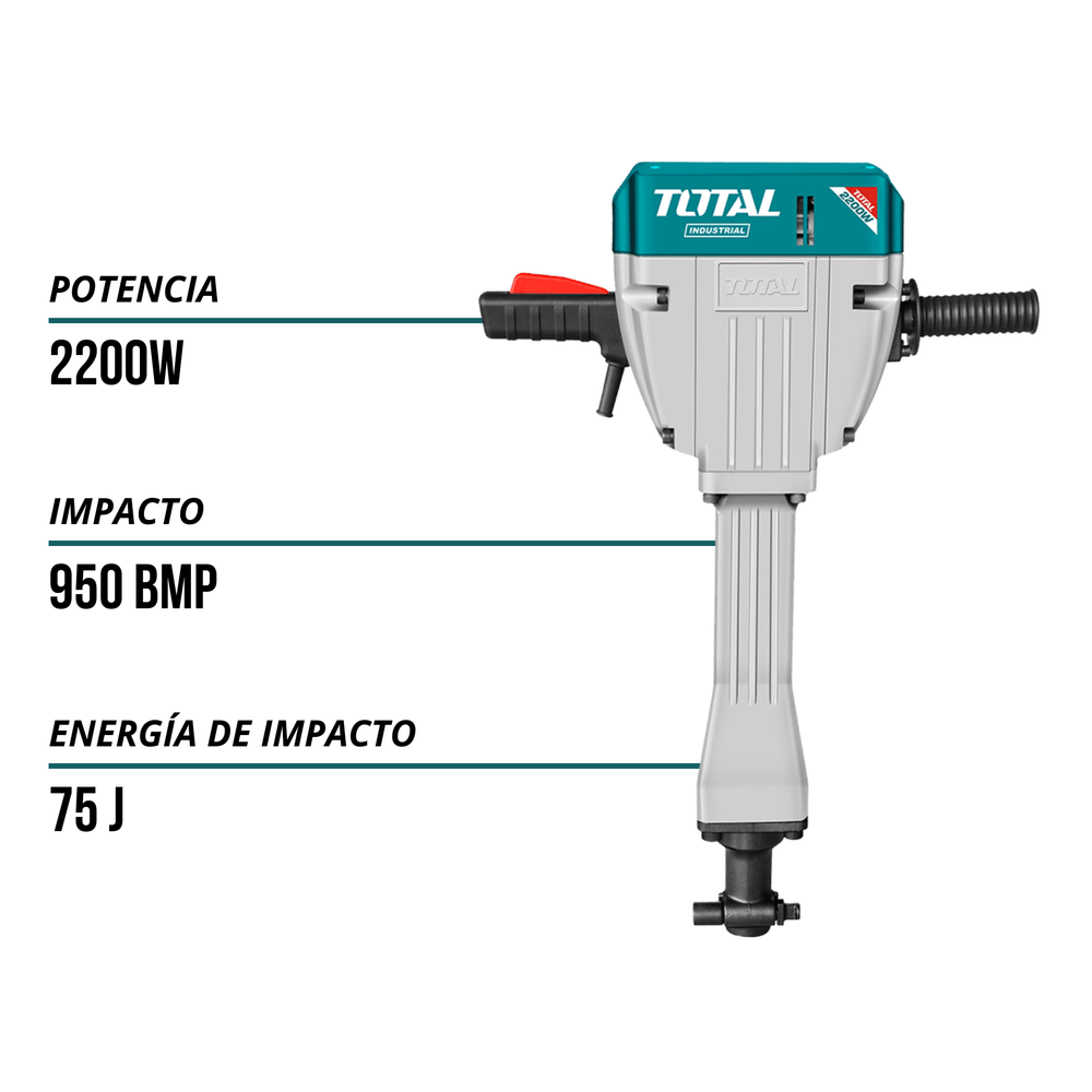Demoledor hex 2200w 75 Joules 30Kg Industrial Total TH220502 - Promart