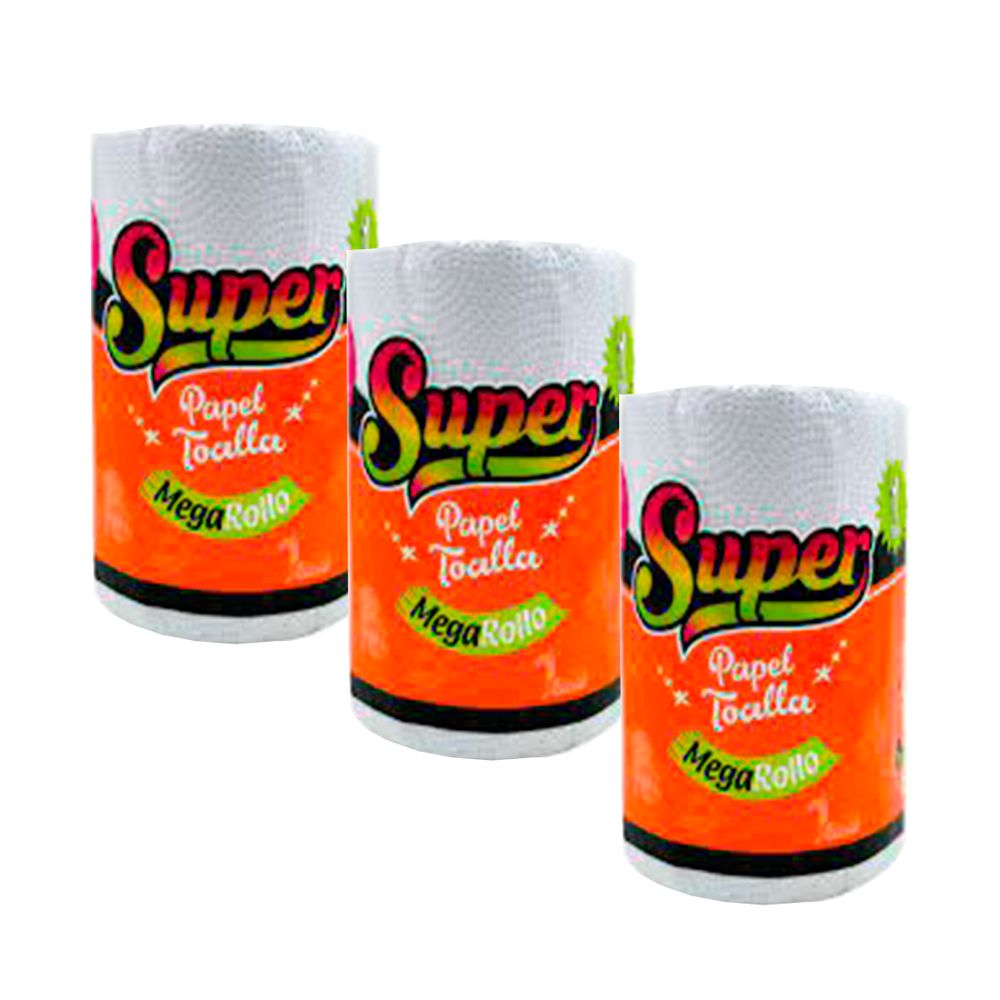 Papel Toalla SUPER Mega Rollo 106 Hojas dobles Pqt x 03 Rollos - Promart