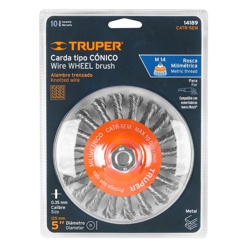 Cepillo metálico Carda tipo plato cónico 5 truper - Promart