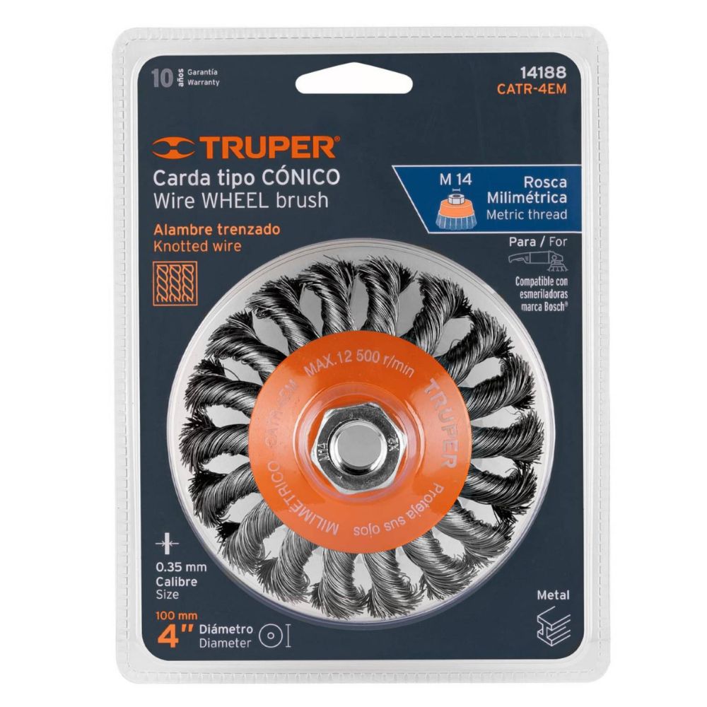 Cepillo metálico Carda tipo plato cónico 4 | Promart.pe - Promart