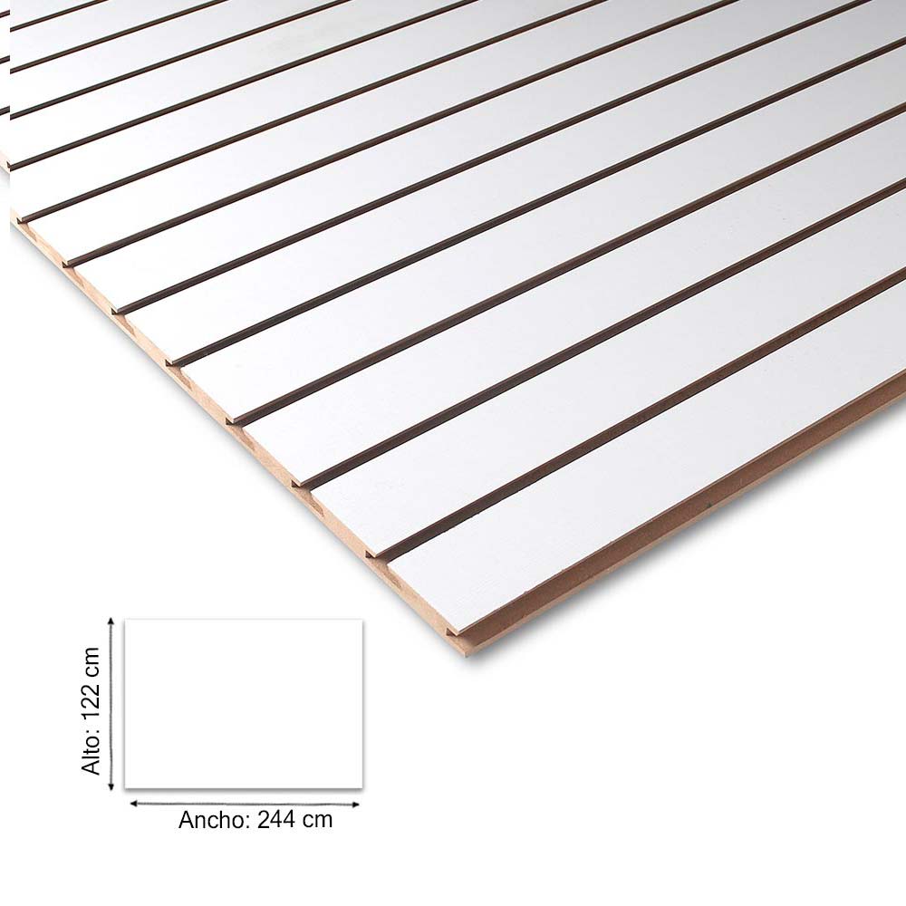 Tablero MDF Ranurado Blanco 18mm 1.22x2.44 metros Sumec - Promart