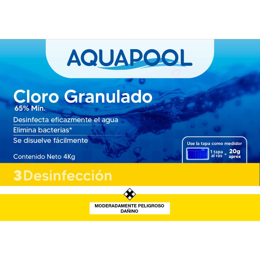 Cloro granulado 4kg Aquapool - Promart