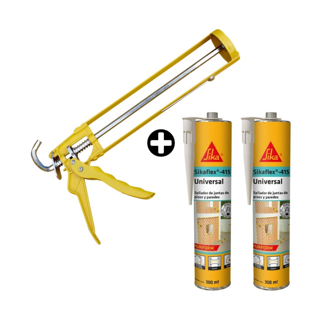 COMBO Sika: Pistola aplicadora para silicona + 2 Selladores Sikaflex 415 Universal Blanco 300ml ...