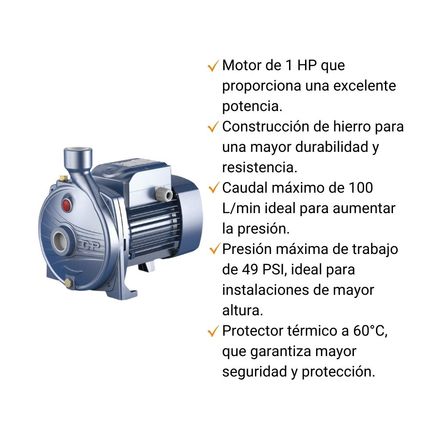 Electrobomba Centrífuga Pedrollo 1 HP CPM620 100L/min | Promart.pe - Promart
