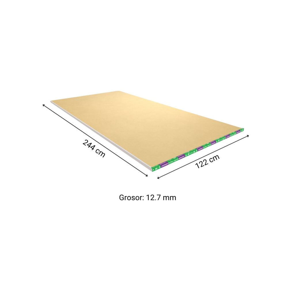 Plancha de Drywall Gyplac ST Extraliviana 1/2” (12.7mm) 1.22m x 2.44 m ...