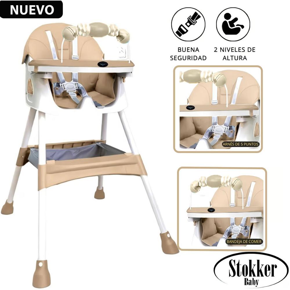 Silla de Comer Plegable Doble bandeja LUNA Beige - Promart