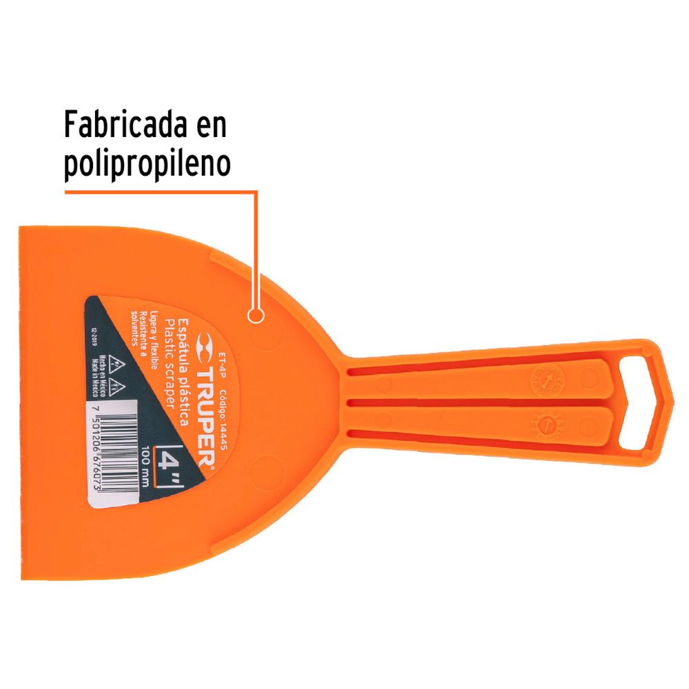 Espátula para estucado de pvc 4 pulgadas Truper - Promart
