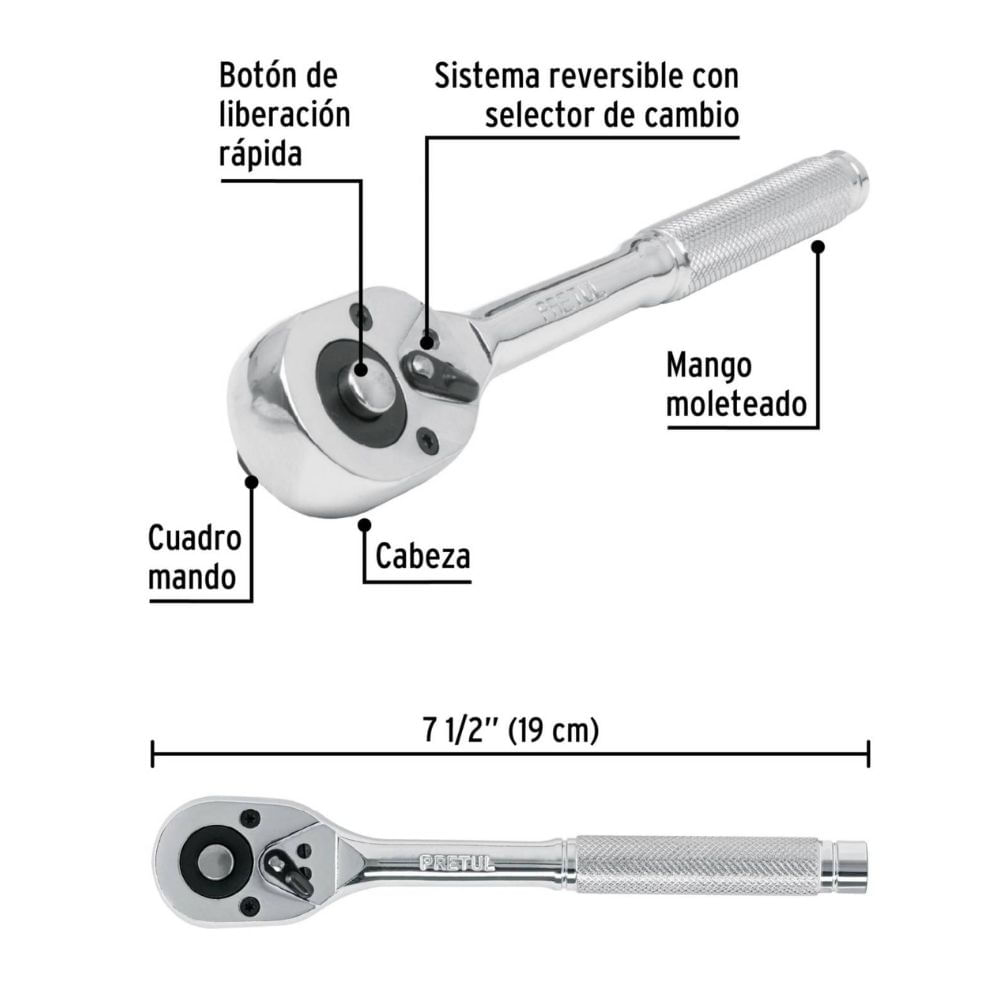 Ratchet, Matraca y Dados 3/8" 10 Piezas Pretul - Promart