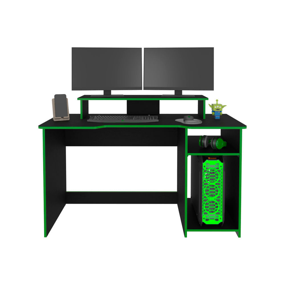 Escritorio Gamer Recto Huni Wengue - Canto Verde - Promart