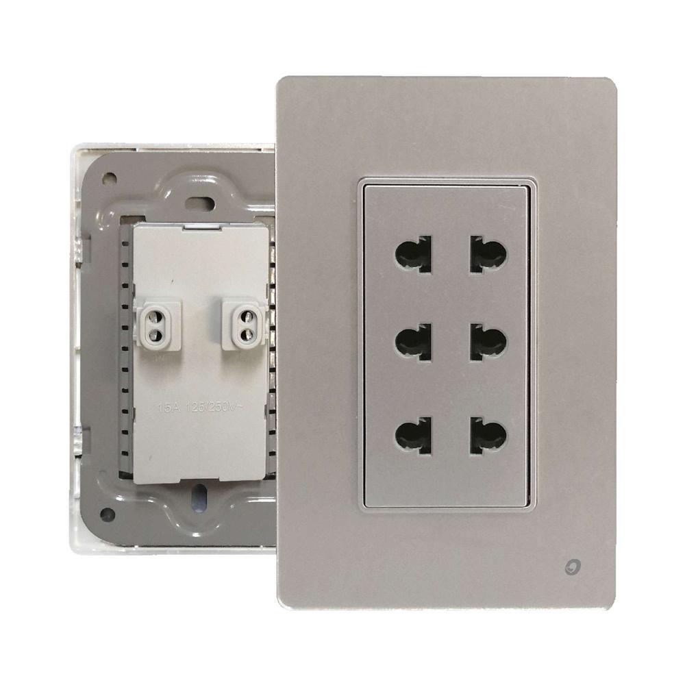 Tomacorriente Triple Universal 2 Polos OP-AT-36SLV OPALUX - Promart