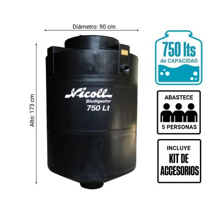 Tanque Biodigestor 750 litros + Kit de accesorios Nicoll - Promart