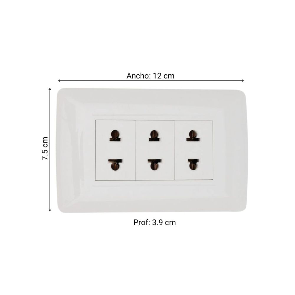 Tomacorriente Essential Triple Universal Blanco Orange - Promart