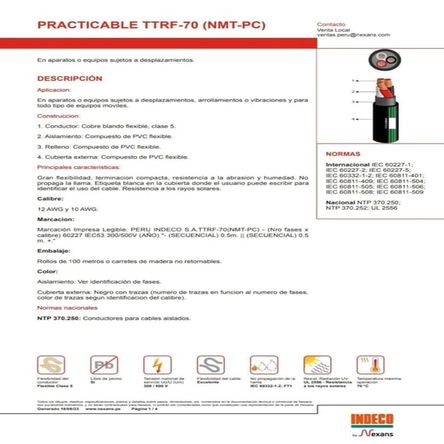 Cable Vulcanizado Nlt2X14Pc Awg Indeco - N Presentación Negro - Promart