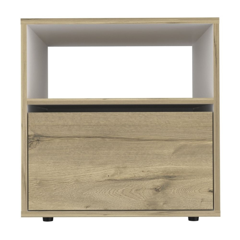 Velador Sleep 1 Cajón Melamina Duna/Blanco - Promart