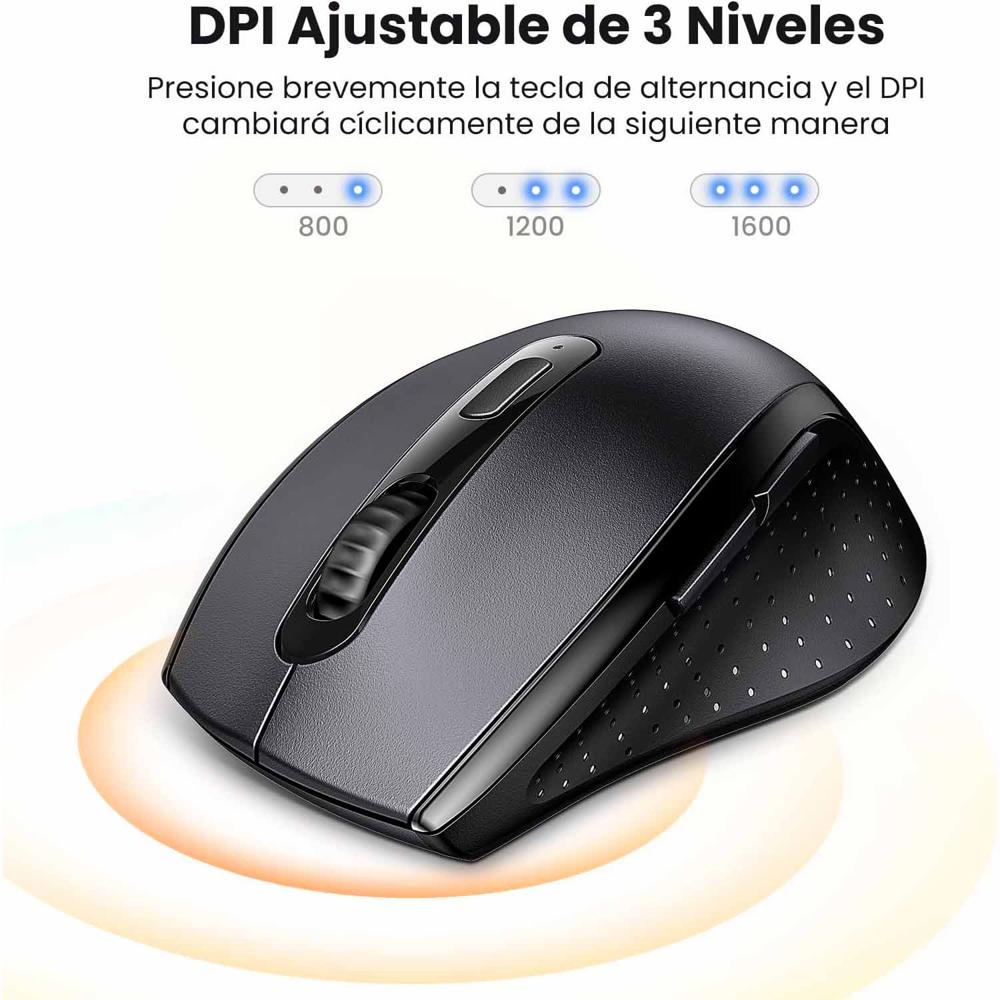 Mouse Ergonomico Inalámbrico Ugreen 2.4G con Receptor 1600 dpi Negro ...