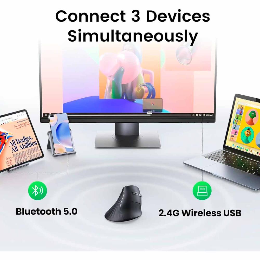Mouse Ergonómico Vertical Ugreen Inalámbrico | Promart.pe - Promart