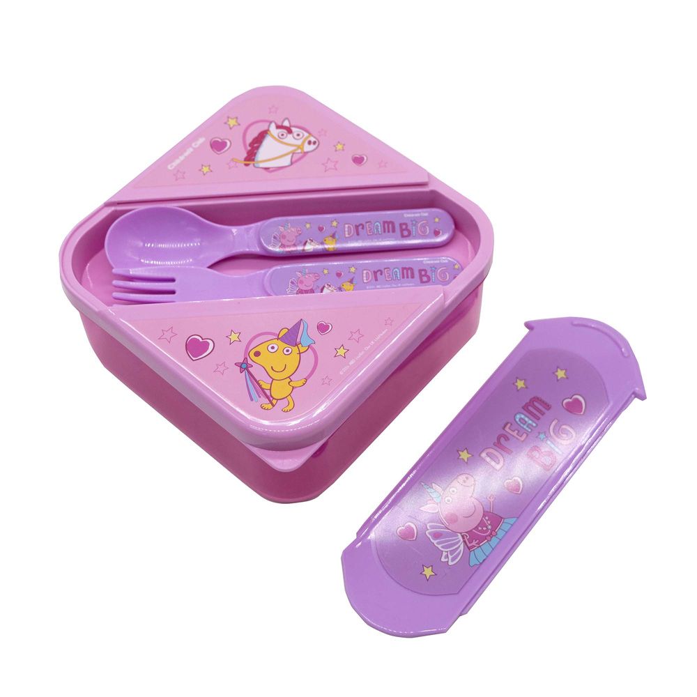 Táper PEPPA PIG Pp 500ml Con Cubiertos - Promart