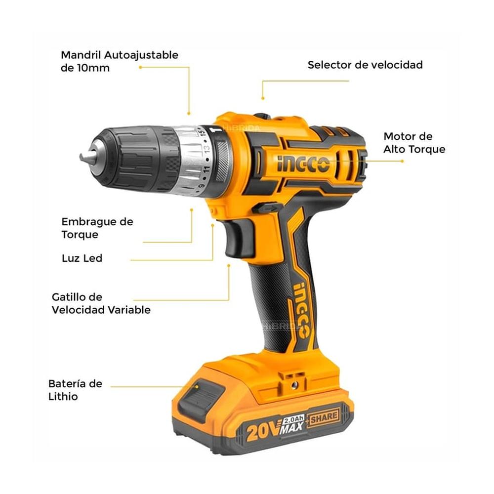 Taladro Percutor Atornillador 20V Inalámbrico Concreto Ingco | Promart ...