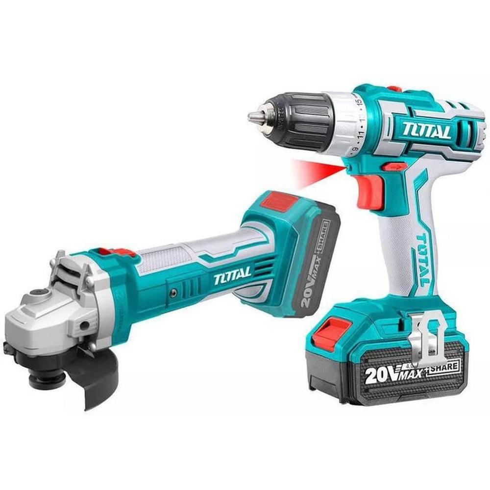 Kit 20V Taladro Amoladora Angular Inalámbrico 4Ah Total - Tckli2009 ...