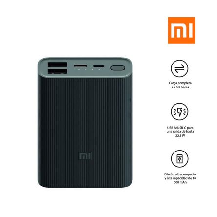 Power Bank Mi 3 ultra compacto 10000mAh micro-usb usbc usb-A PB1022ZM ...