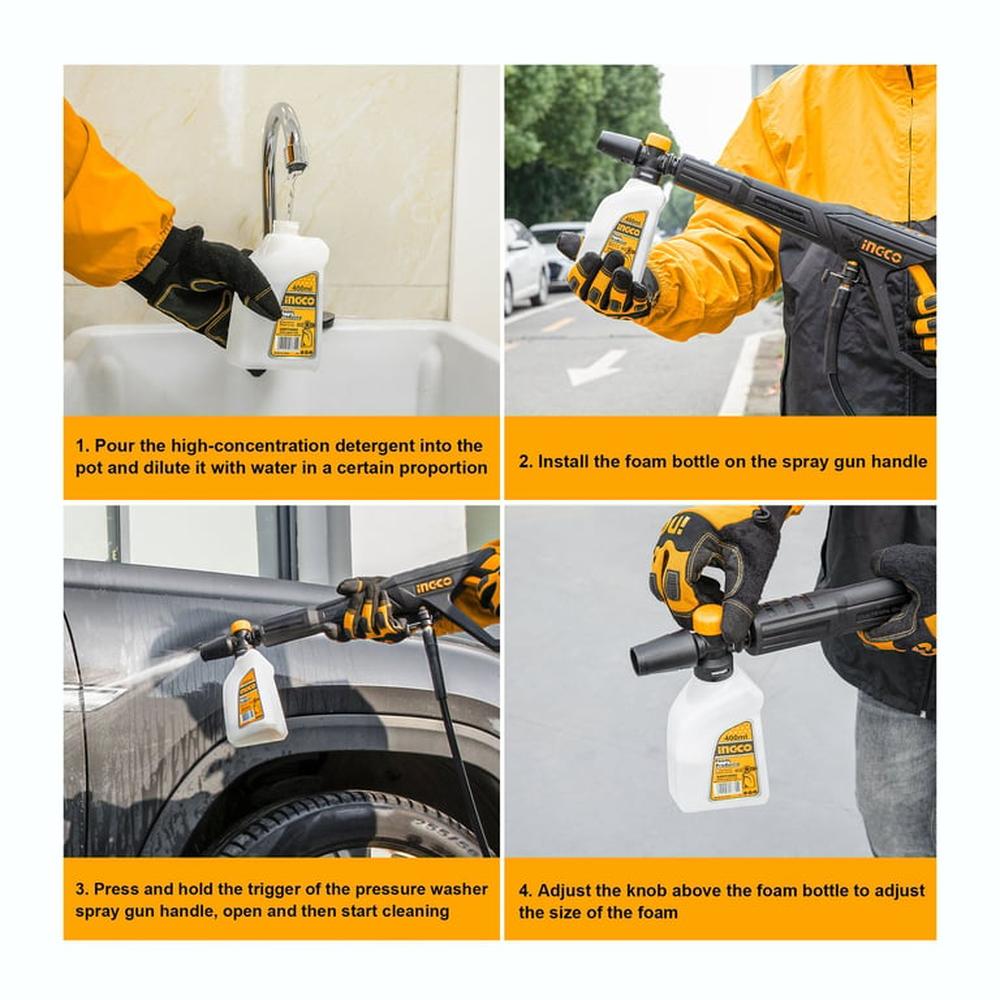 Hidrolavadora 1400W Eléctrica 130Bar Total Shampunera 400Ml Ingco - Promart