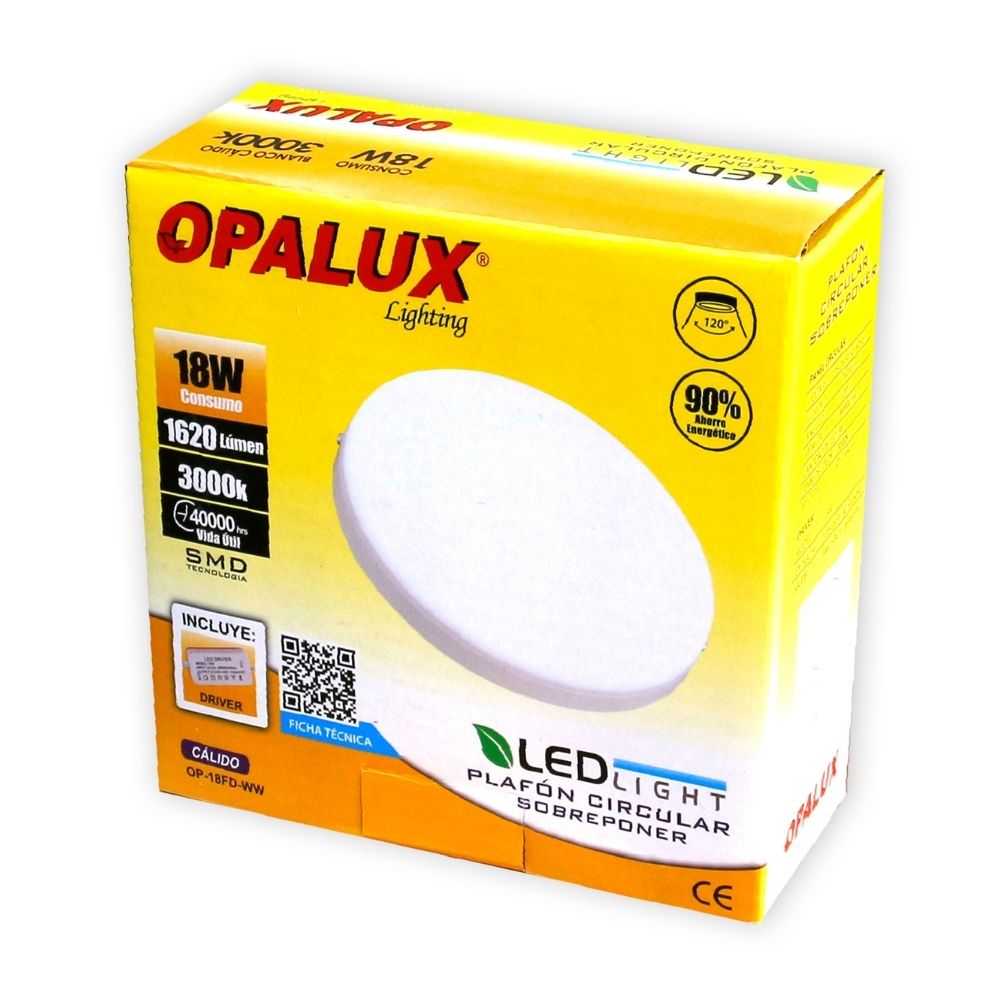 Plafon LED Redondo Opalux 18W Luz Cálida Bl - Promart