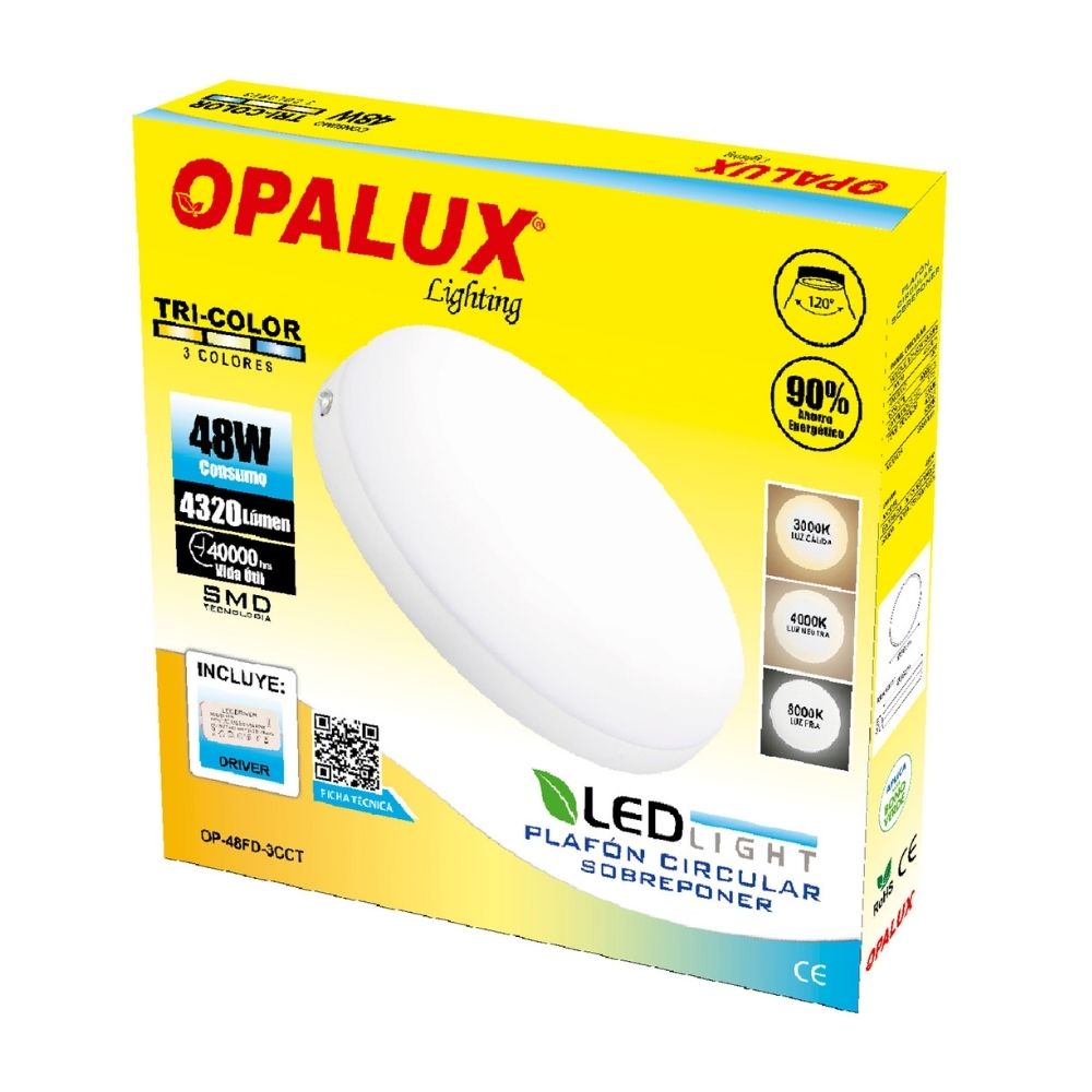 Plafon LED Redondo Opalux 48W 3Cct Bl - Promart