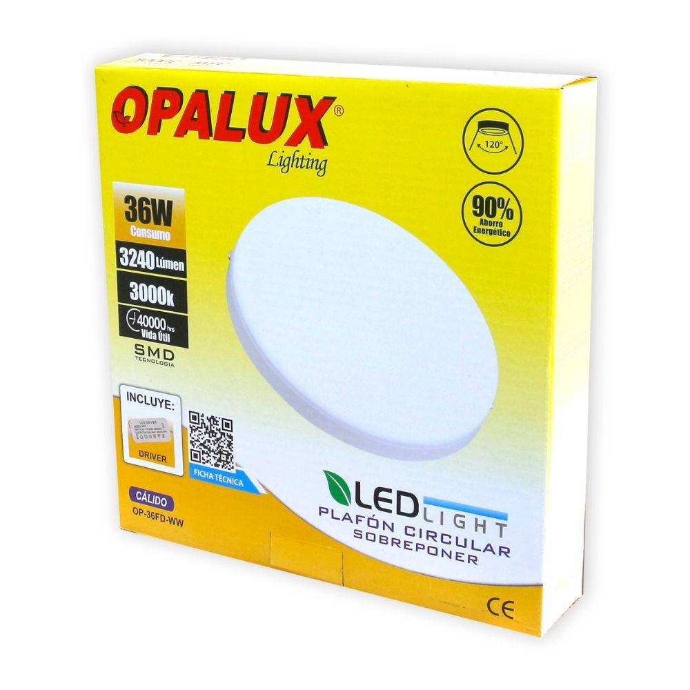 Plafon LED Redondo Opalux 36W Luz Cálida Bl - Promart