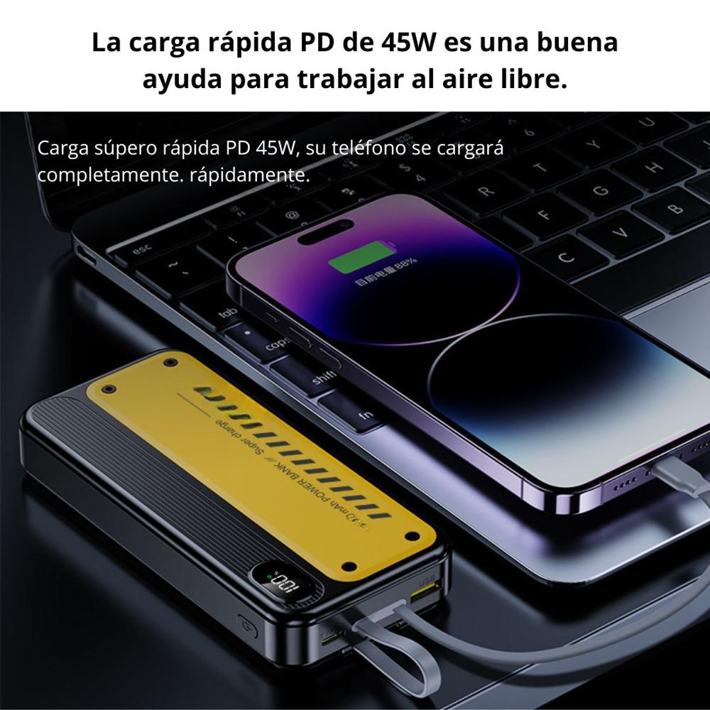 Power Bank 30000mAh Carga Rápida 35W Batería Portátil CP02 - Negro - Promart