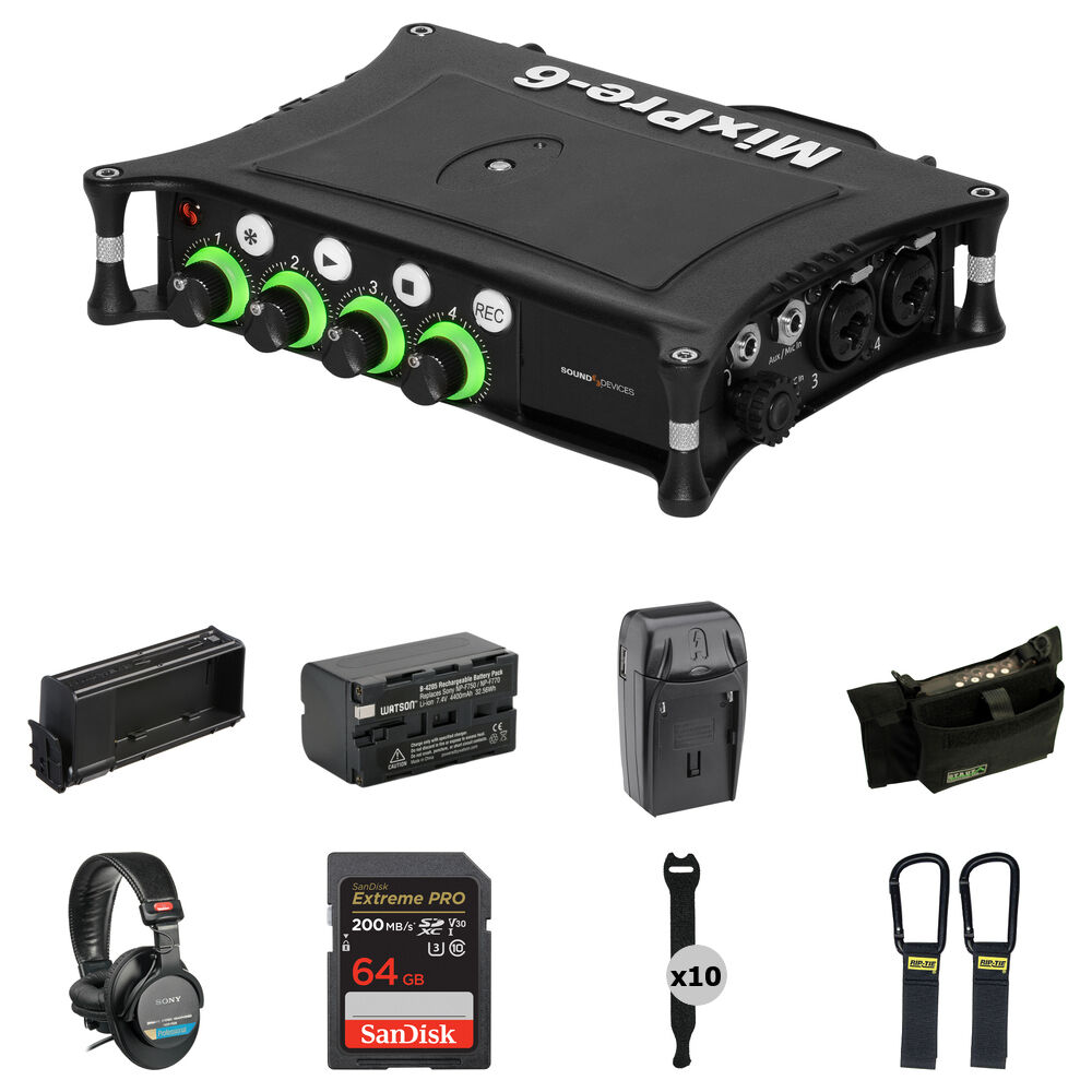 Sound Devices MixPre-6 II Essentials Kit with Case, Li-Ion Battery ...