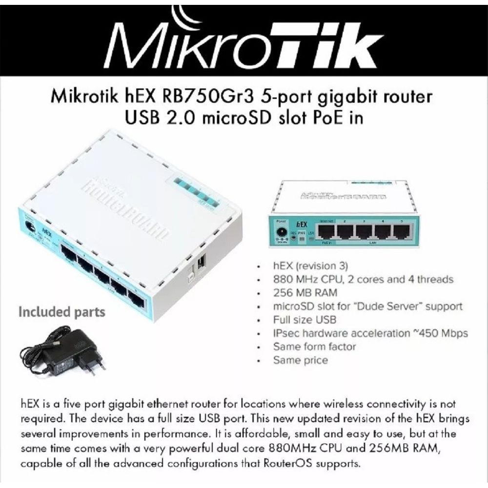 Mikrotik Rb750gr3 5 Puertos Gigabit 256 Mb Router Ethernet - Promart