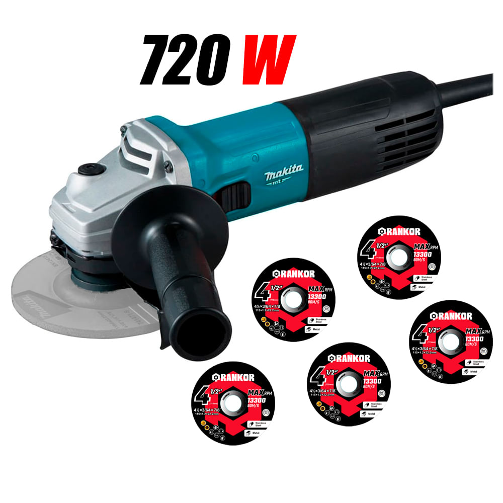 AMOLADORA ESMERIL ANGULAR PROFESIONAL 4.5" MAKITA M9507B 720W 11000RPM ...