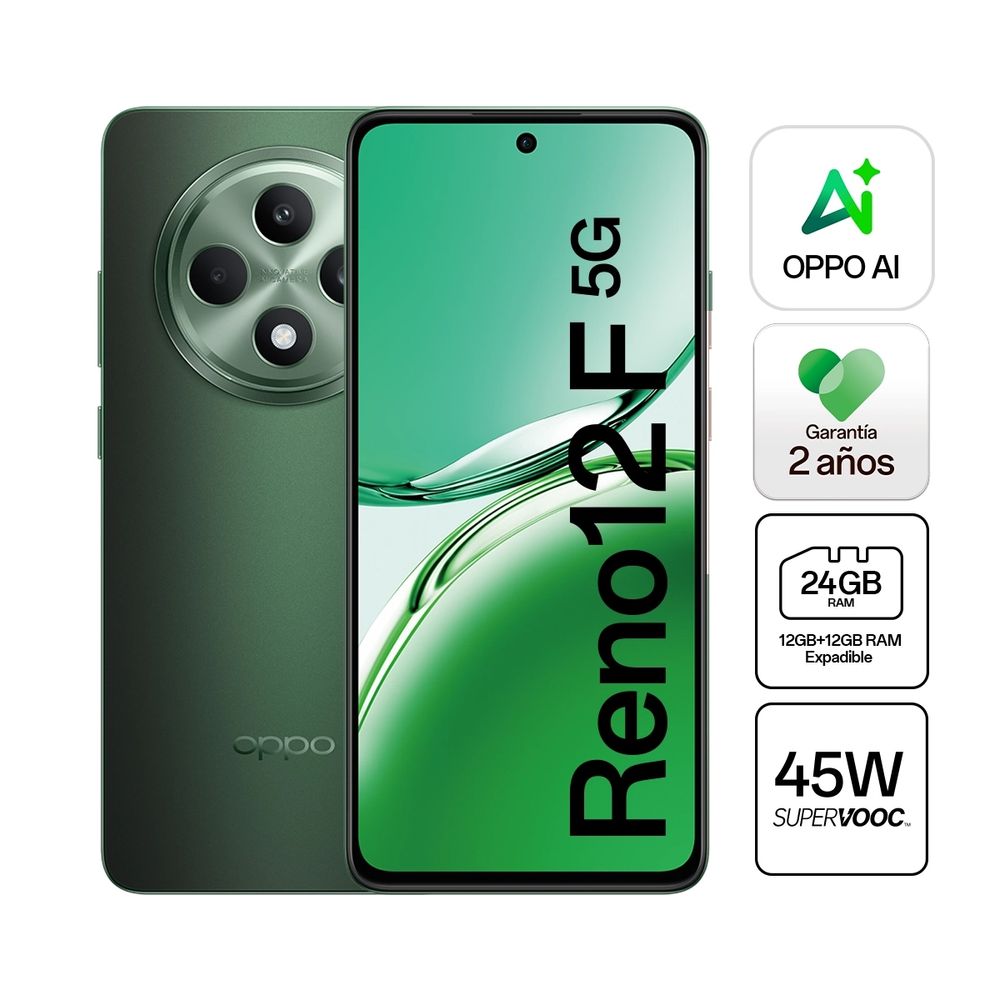 Celular Oppo Reno 12F 5G 6.67" 12GB RAM 256GB Verde - Promart