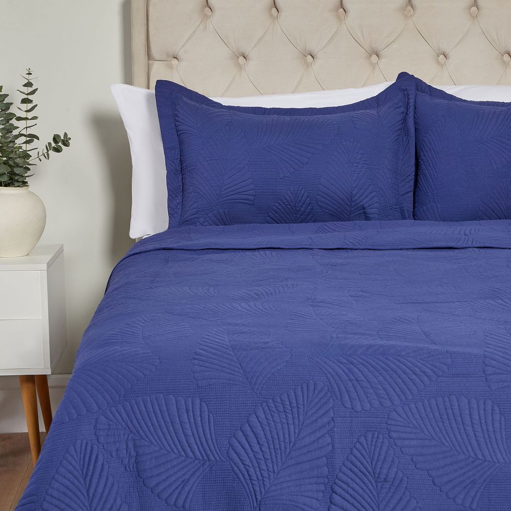 Cubrecama Kaz Palma Azul Queen - Promart